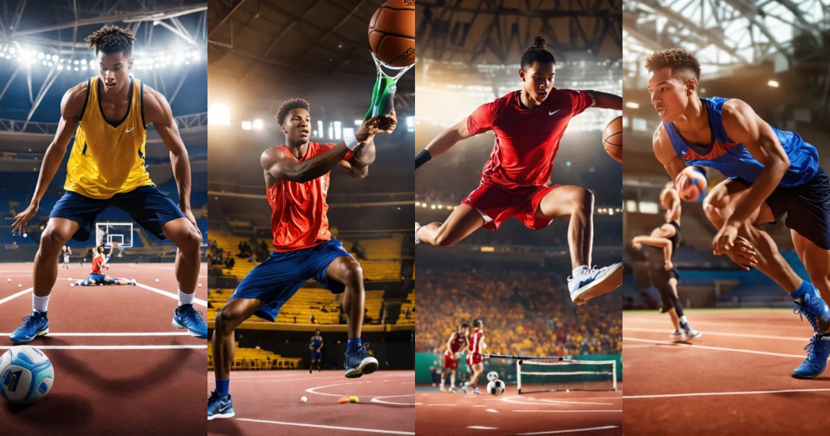 Lexica - Generate an image of a multi-sport athlete in the midst of ...