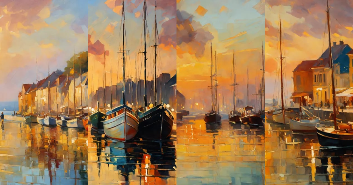 Lexica - Oil paintings landscape of HARBOR towns , painting Daniel F ...