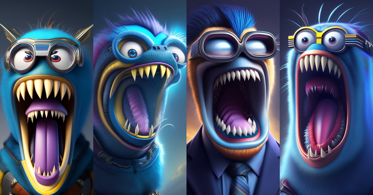 Lexica - A grotesque minion shrieking and gnashing its teeth, digital art