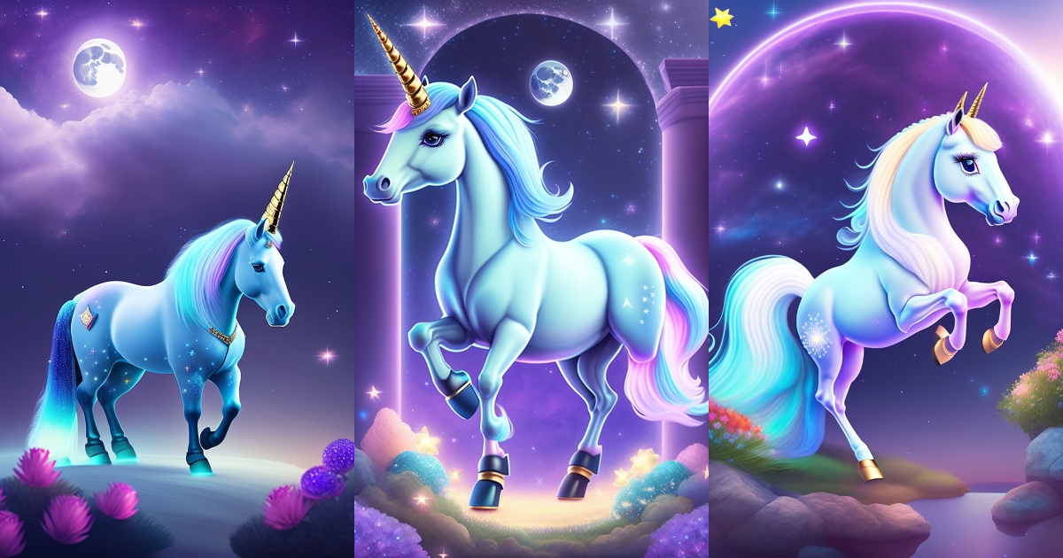 Lexica - Every night, when the moon was high in the sky, Sparkle unicorn would embark on ...