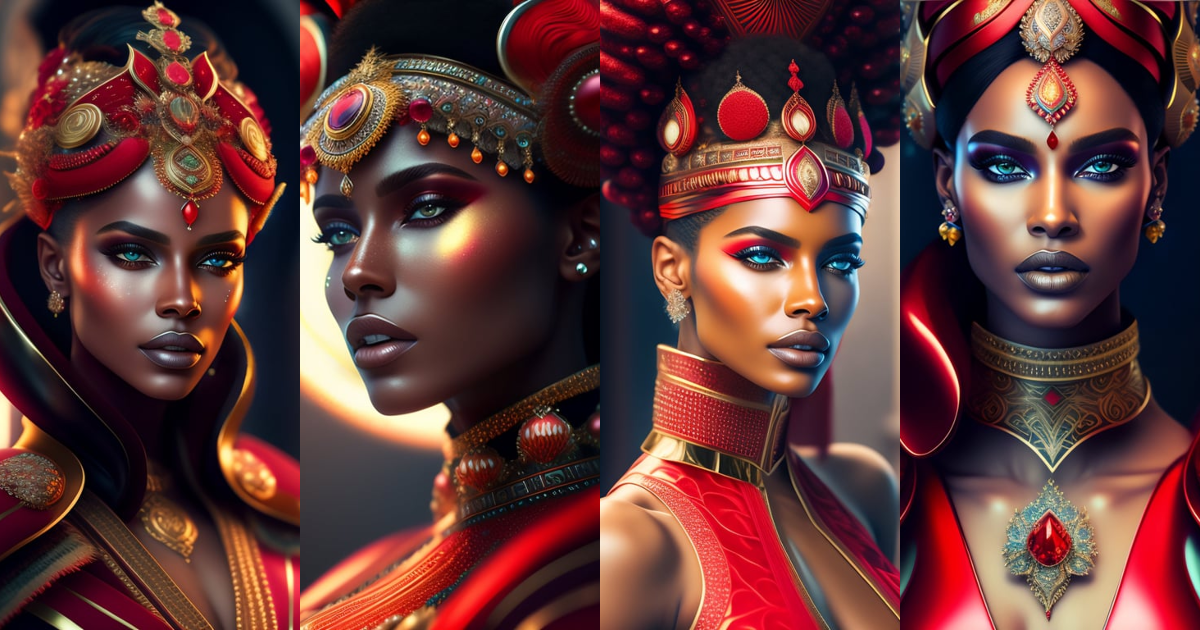 Lexica - Red and white color palette, emotion Futuristic princess in ...