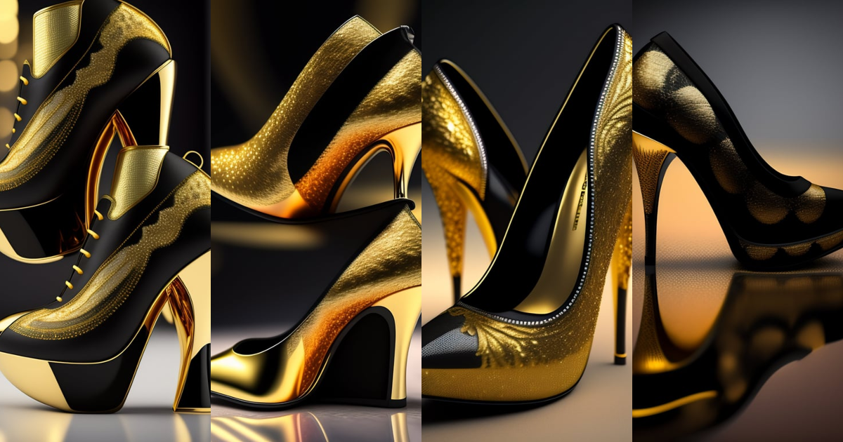 Lexica - A haute couture shoes hight heels, in two color black and gold ...