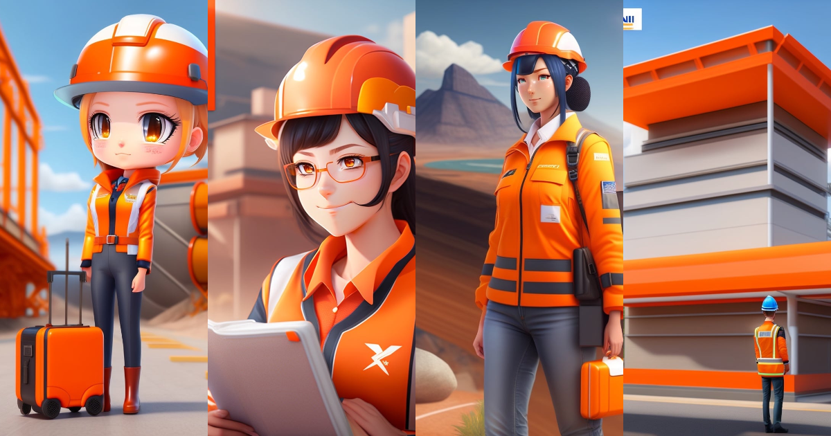 Lexica - A civil engineer wearing orange visiting a project in anime ...