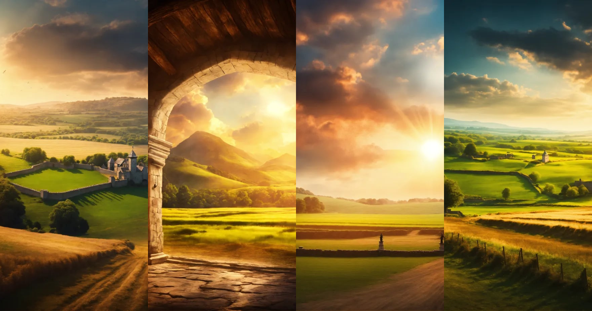 Lexica - Create a design Medieval background with fantasy lighting ...