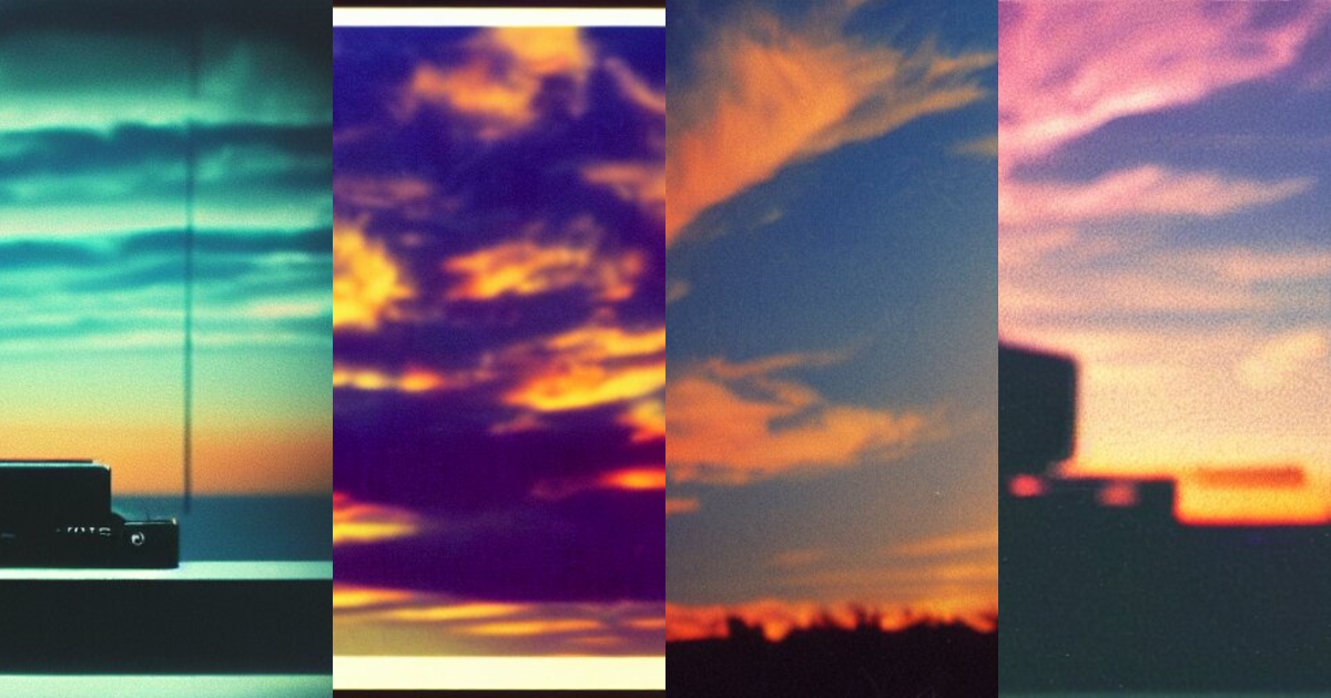 Lexica - Photograph of the sky, vhs, sunset, clouds, 1 9 7 9, vhs ...