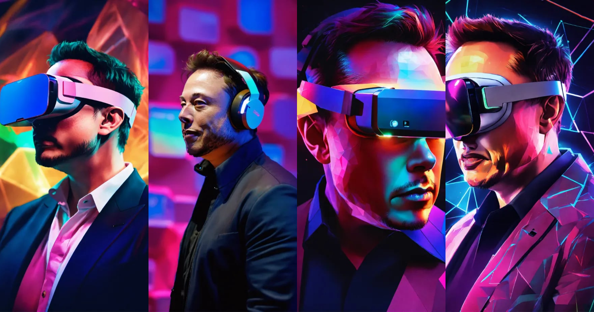 Lexica - Elon musk looking trough an iPhone mask, very abstract polygon ...
