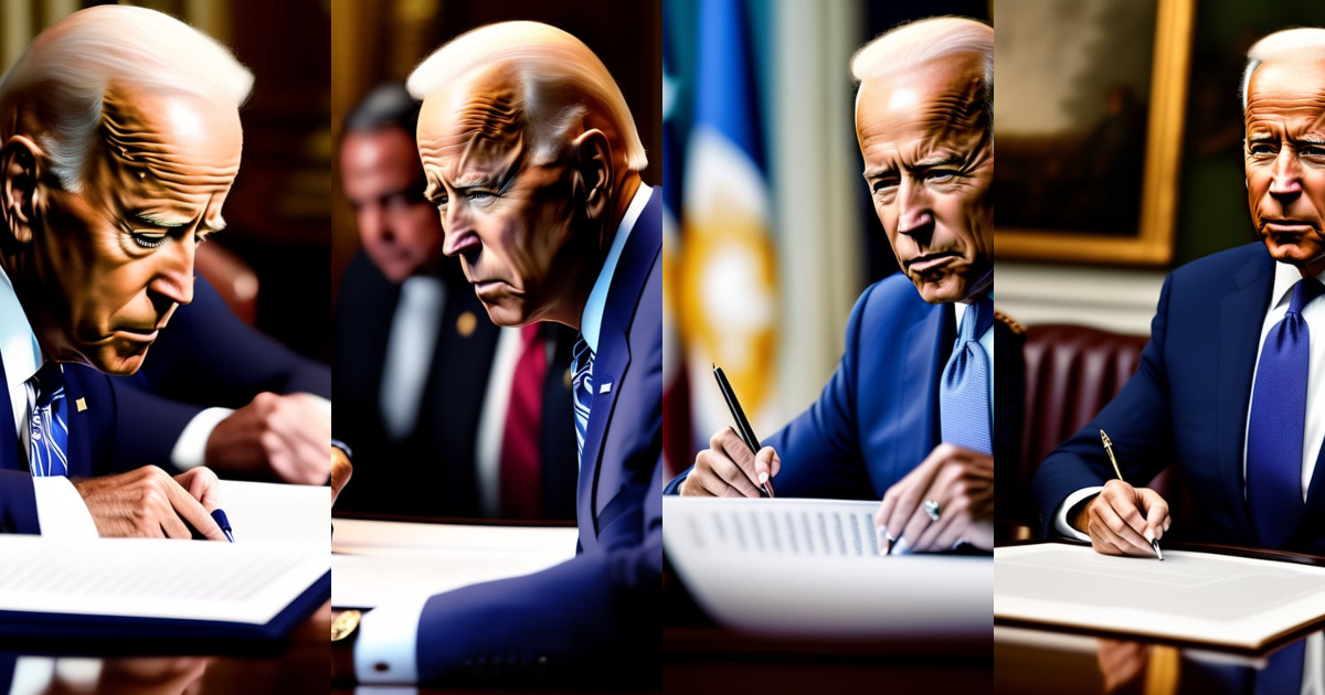 Lexica - Confused joe biden signing bill, realistic photo, nikon 70-200mm