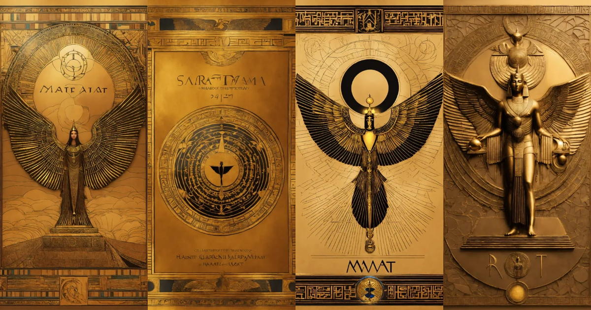 Lexica - Create a book cover inspired by the image of Maat representing ...