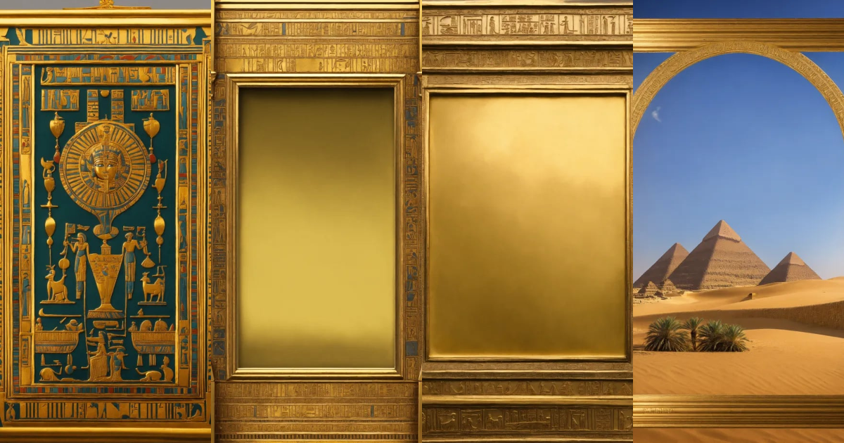 Lexica - A slim gold frame with intrincated egyptian style