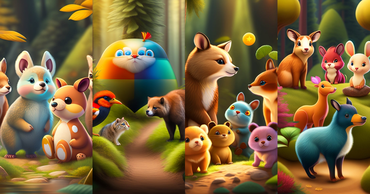 Lexica - A picture of the forest animals all together, having fun and ...