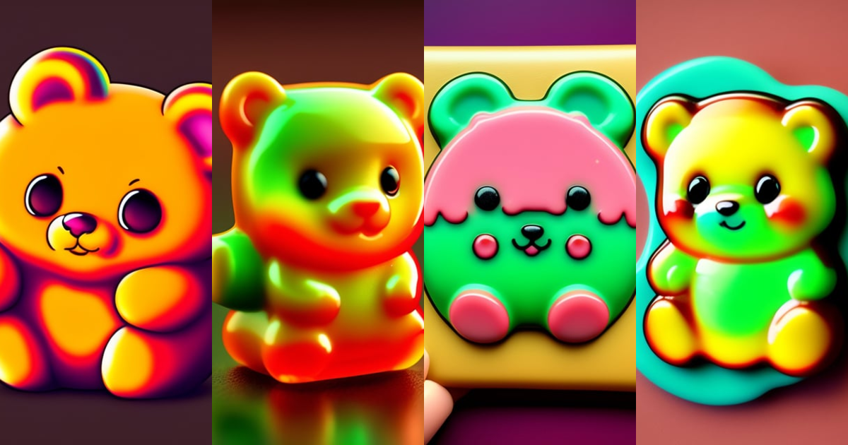 Lexica - Adorable gummy bear, hand drawn, 90s anime style