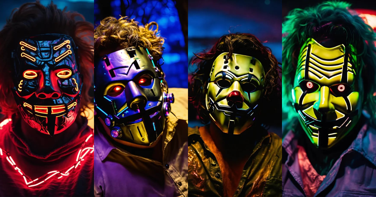 Lexica - Ultra realistic Leatherface diamond mask and shimmer black ...