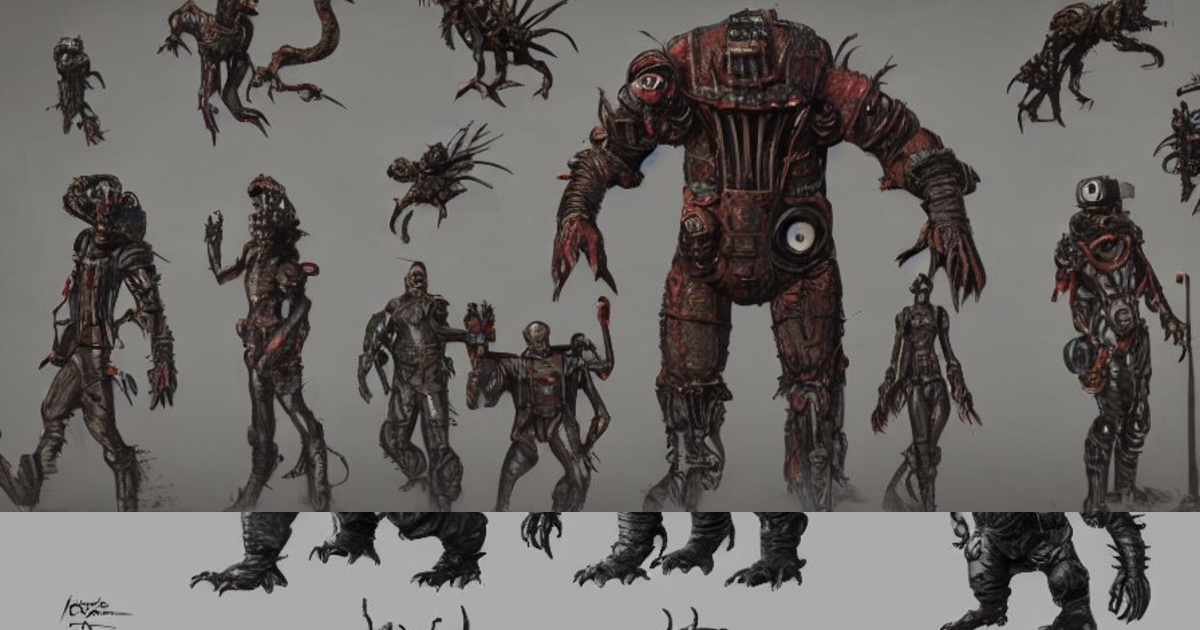Lexica - Fallout creatures concept art, black background, vibrant ...