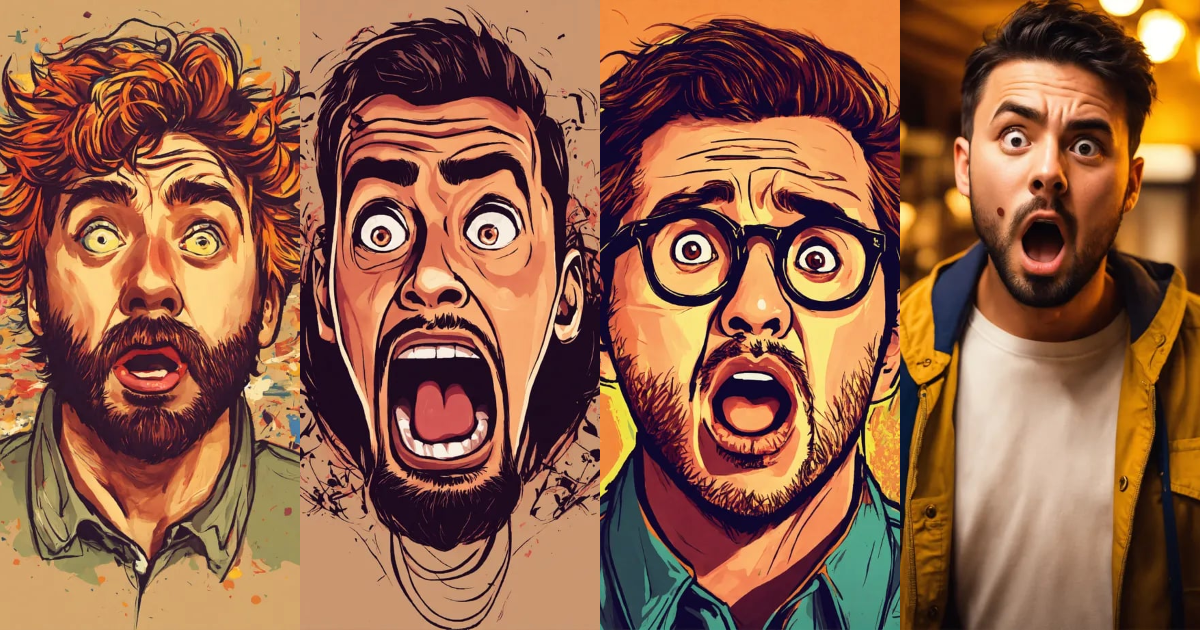 Lexica - Shocked man ,draw ,logo