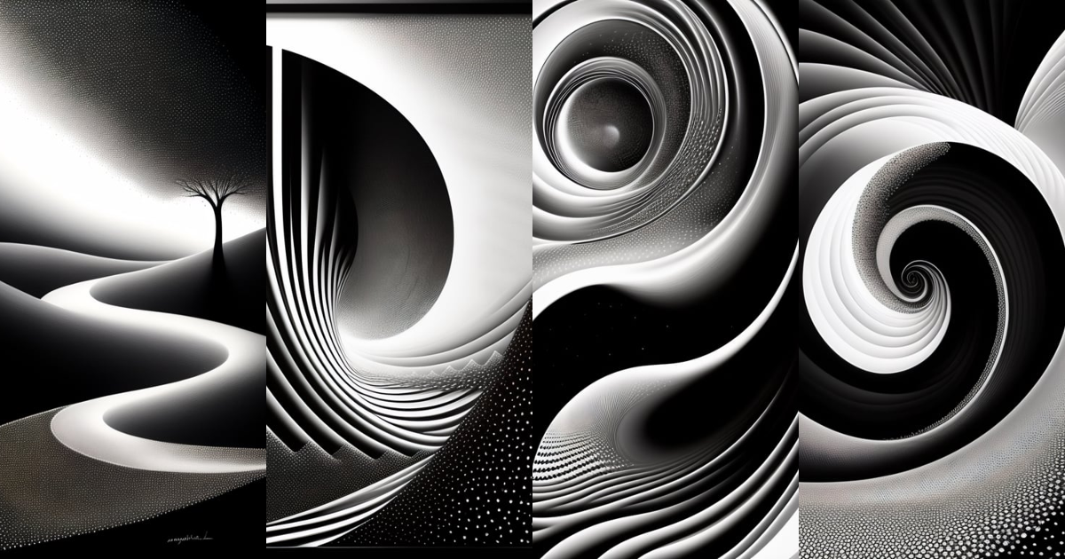 Lexica - An stunning black and white abstract pointillism drawing ...