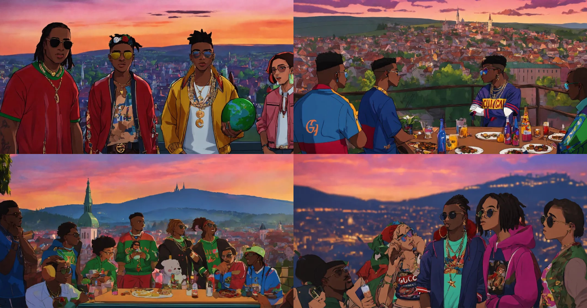 Lexica - Gucci gang party in cartoon cluj city in the background add ...