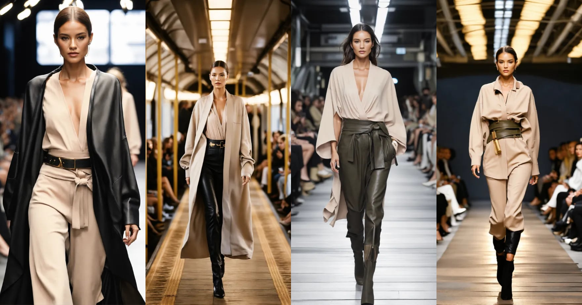 Lexica - 3d realistic photo of female treaveler walking runway during ...