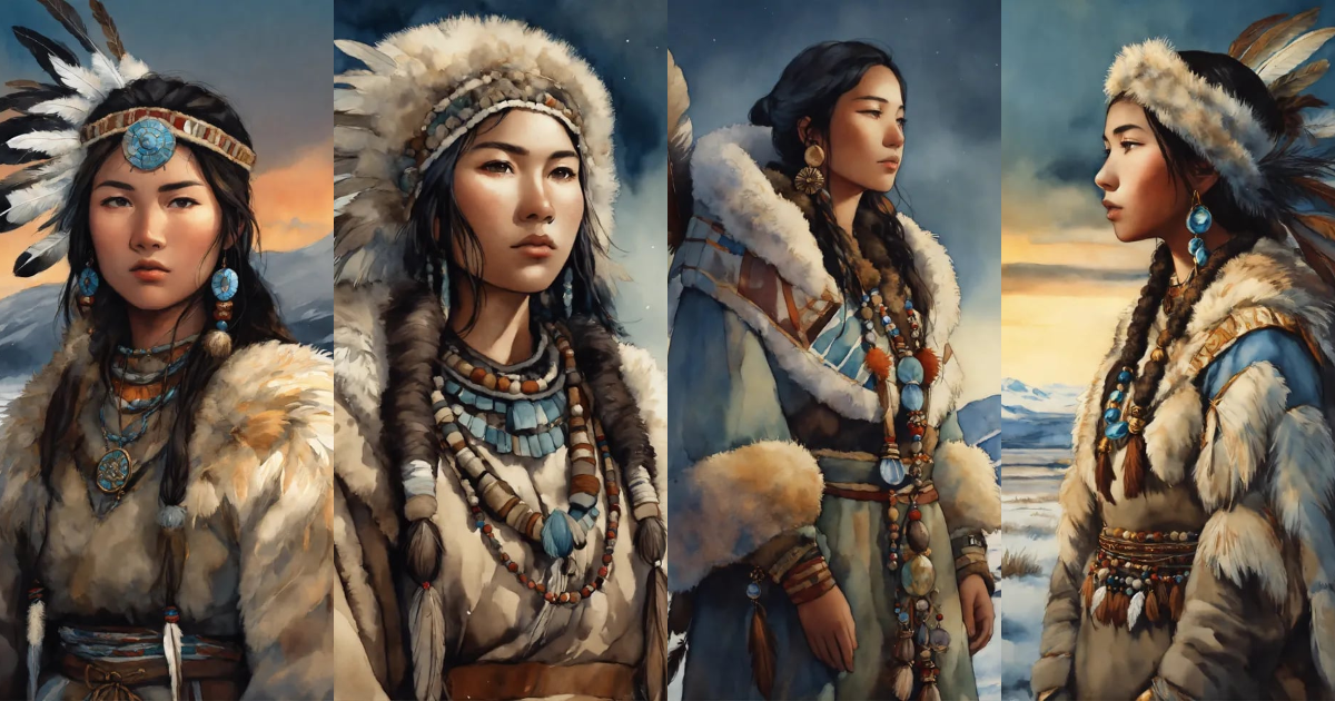 Lexica - Illustration of an inuit woman, young, 18 years old, beautiful ...