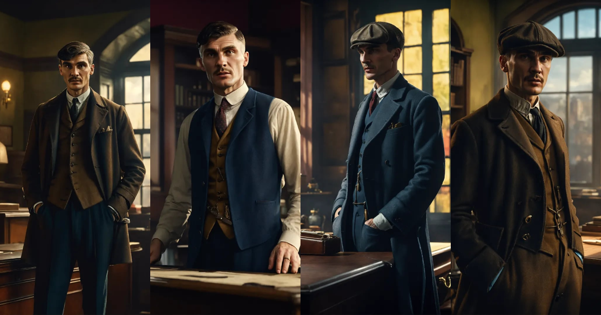 Lexica - Character in the style of Thomas Shelby, front view, brightly ...