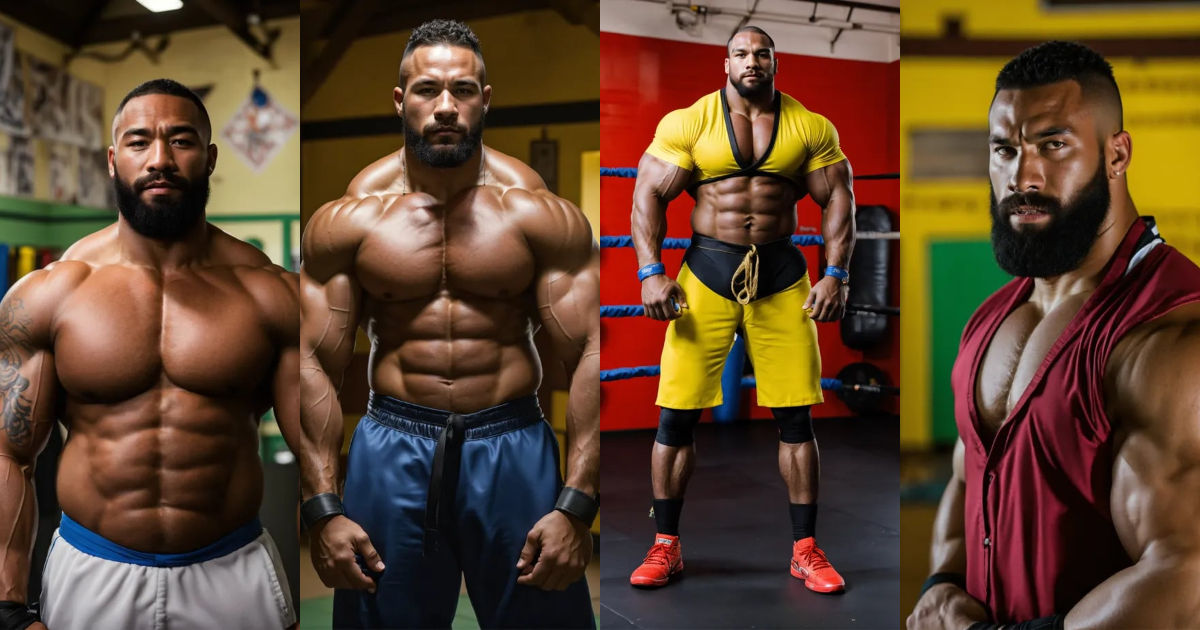 Lexica - 30-year-old wrestler with big muscles in a dojo, bodybuilder ...