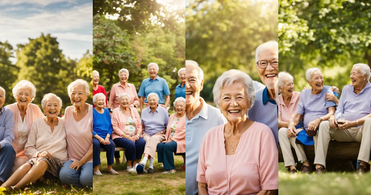 Lexica - A photo of a group of seniors in a park. The seniors are ...