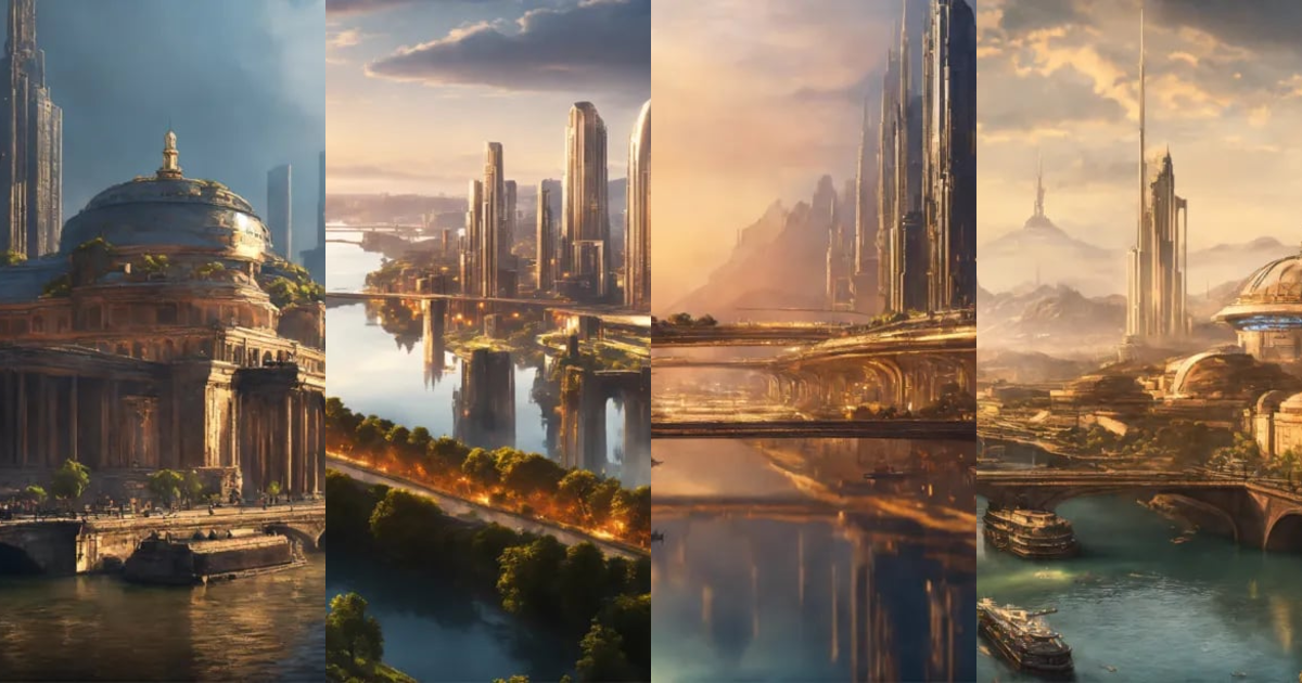 Lexica - Epic futuristic city on the other side of a river inspired by ...