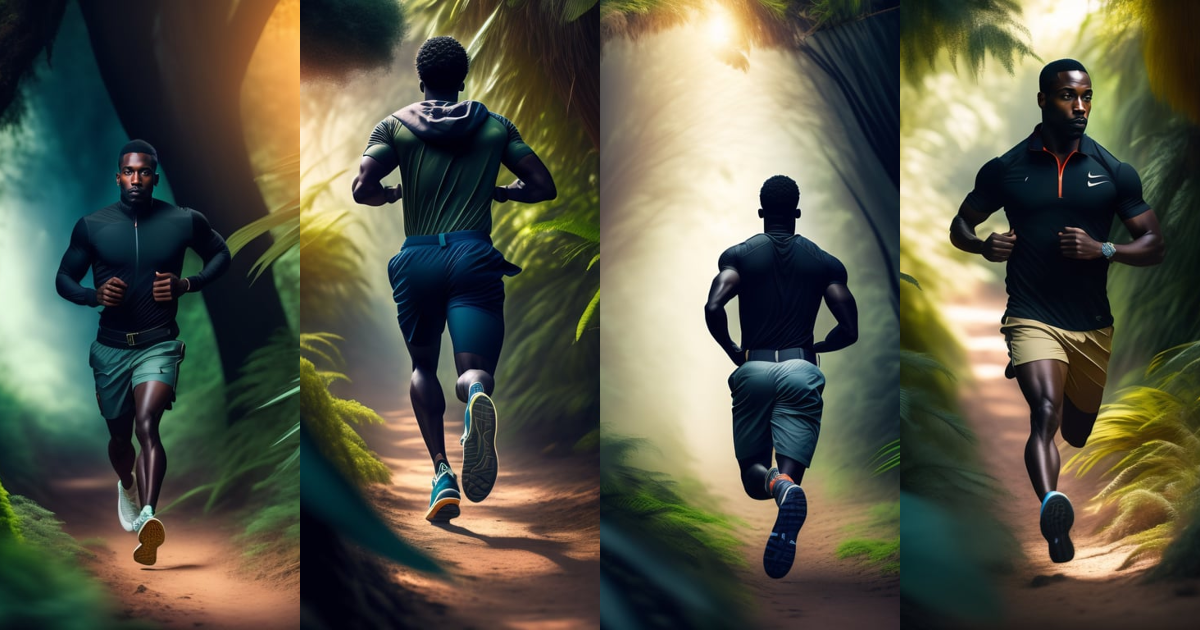 Lexica - A black man running away from a snake in the jungle