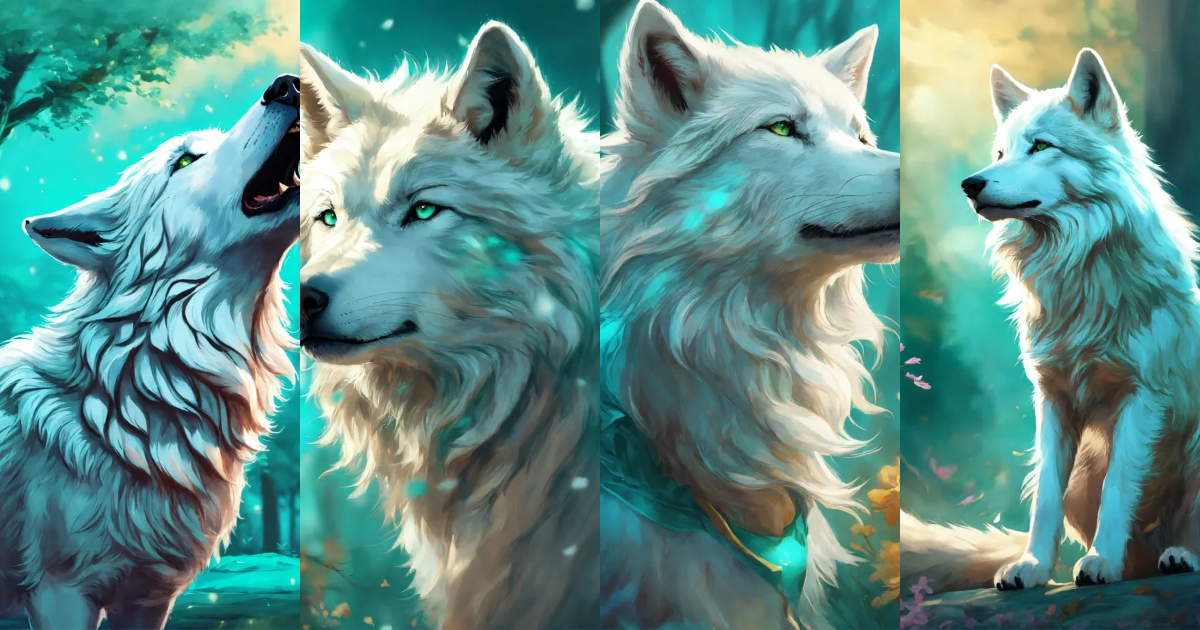 Lexica - A white wolf sniffing the wind, its muzzle raised upwards ...