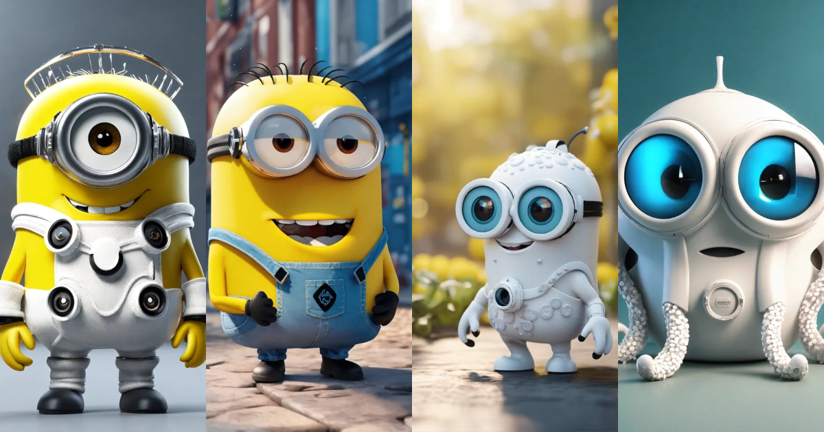 Lexica - 3D octopus style of minions in white color minimal details ...