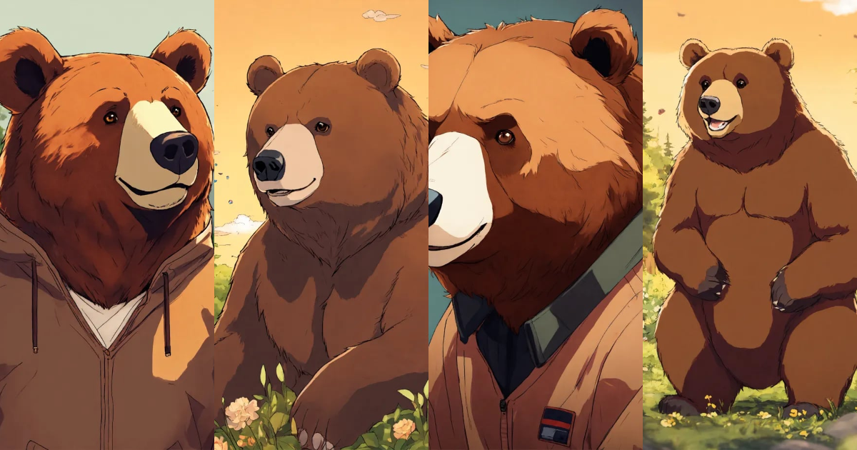 Lexica - Brown Bear, anime style