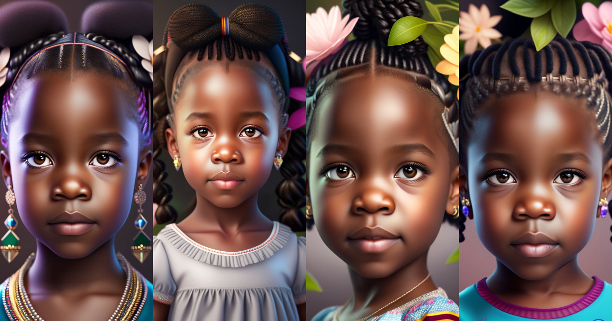 Lexica - Photo realistic closeup portrait of sweet little black girl ...