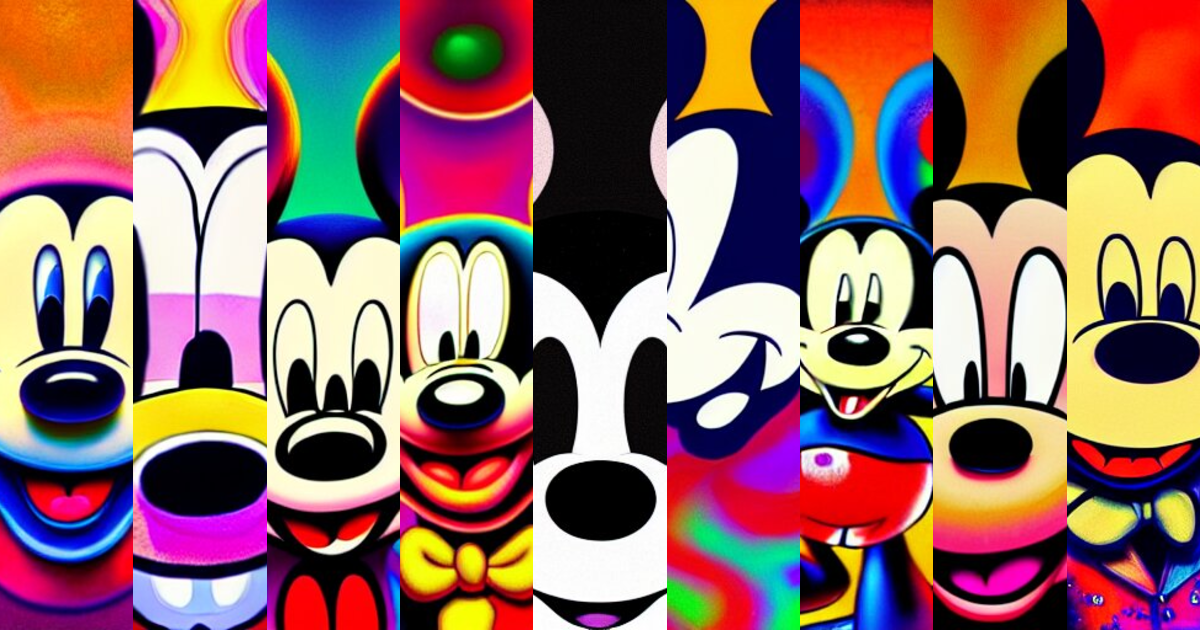 Lexica - An extremely psychedelic portrait of mickey mouse, surreal ...