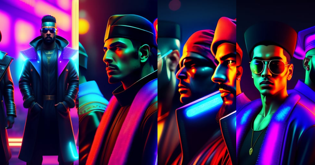 Lexica - The three wise men but they are all cyberpunk neon gangsters ...