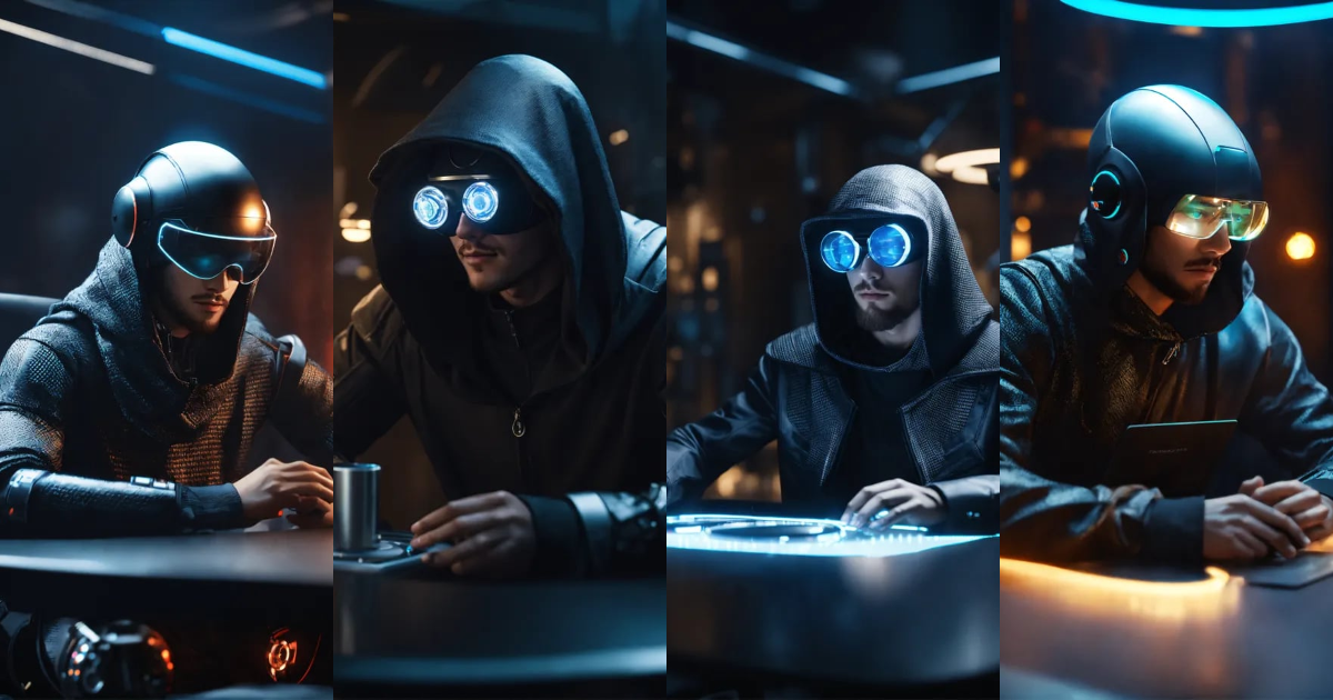 Lexica - Nerdy 25 year old male cyborg hacker wearing futuristic ...