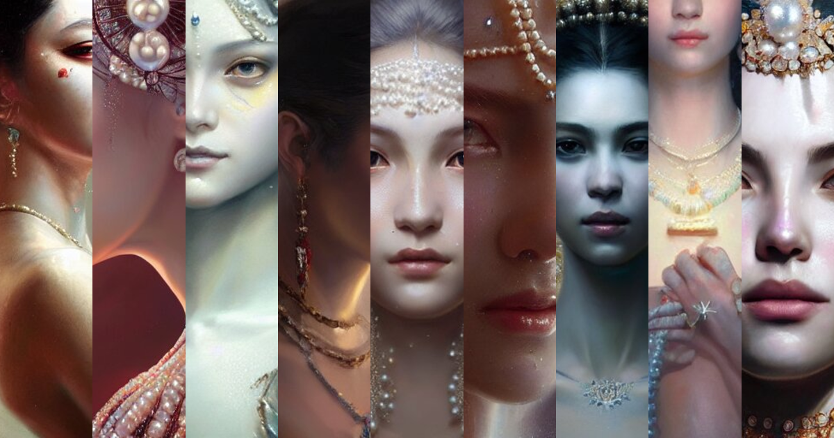 Lexica - A beautiful portrait of a pearl goddess with glittering skin ...