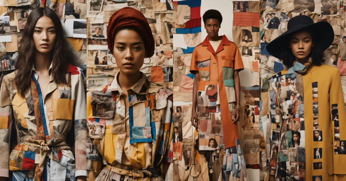 Lexica - A patchwork of ripped photos and fabric pieces depicting the ...