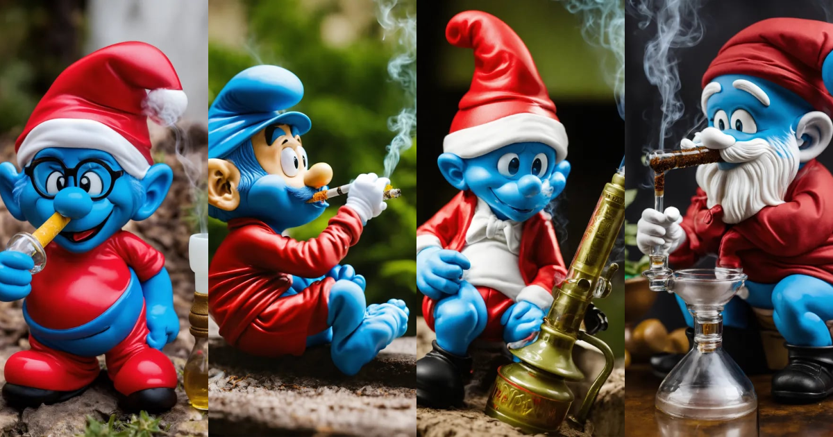 Lexica - Papa Smurf smoking a bong