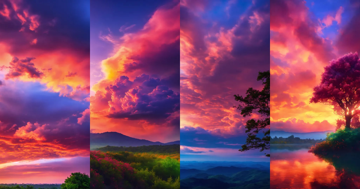 Lexica - Nature colorful landscape dusk cloud, vibrant, Colorful ...