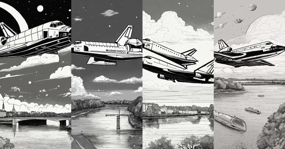 Lexica - Space shuttle flying in the skies of Nantes; above the Loire ...