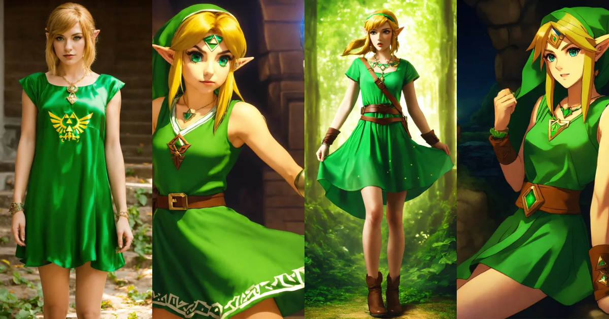 Lexica - Full body portrait of magically transformed femme Link from ...