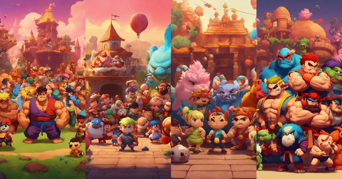 Lexica - Zoomed out group scene full of very cute pixar-like street ...