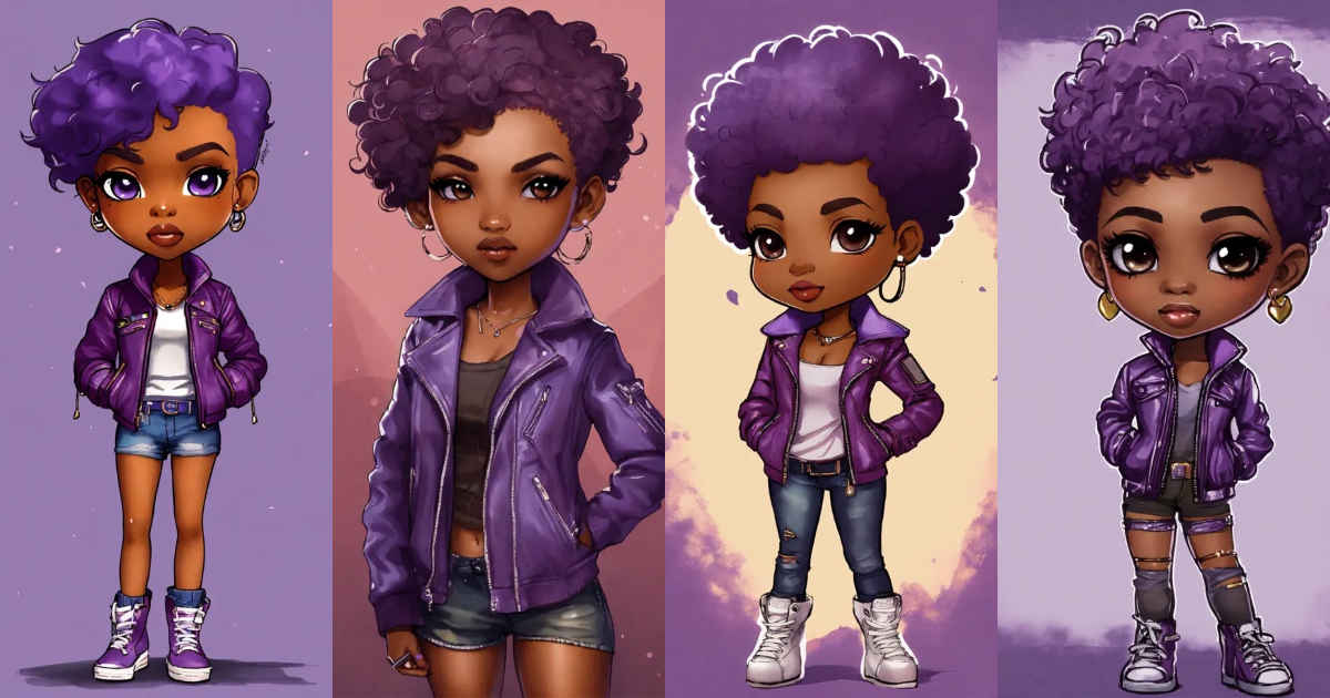 Lexica - Digital Illustration of a grunge Chibi African American woman ...