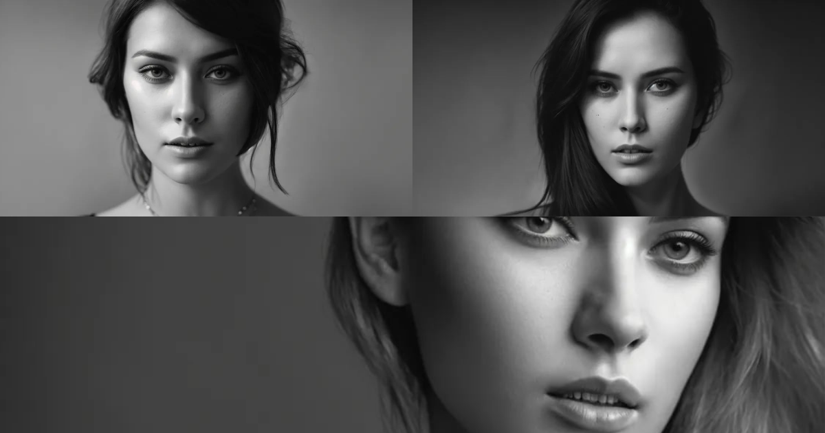 Lexica - Ultra-realistic 16k black and white photo, portrait of a 30 ...