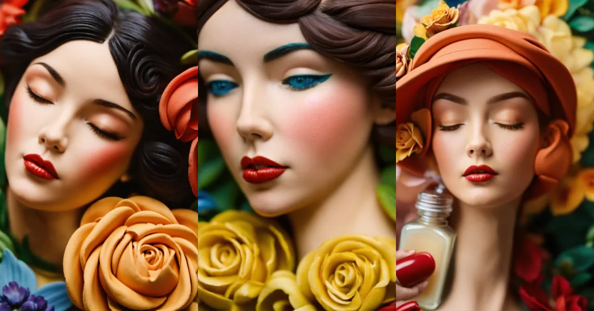 Lexica - Hand-made modeling clay, stylized brunette portrait, glamour ...