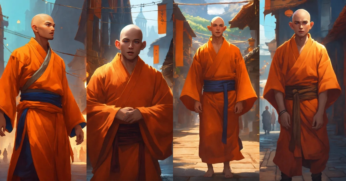 Lexica - Detailed skinny male halfling with bald head and top knot on ...