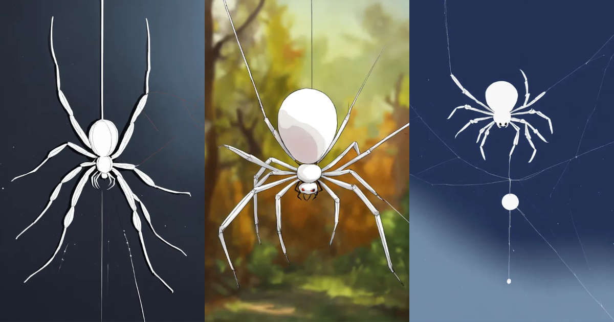 Lexica - A white spider coming down from a thread, without detail ...