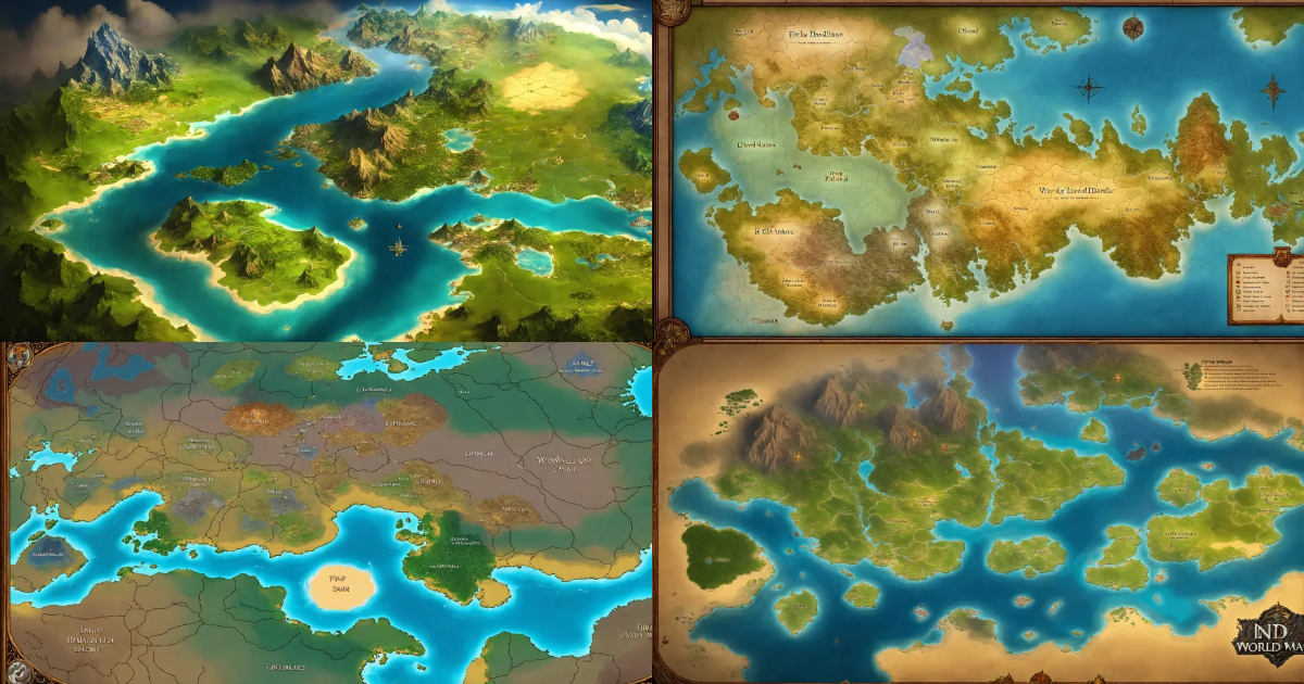 Lexica - Dnd world map with five big landmasses and several smaller ...