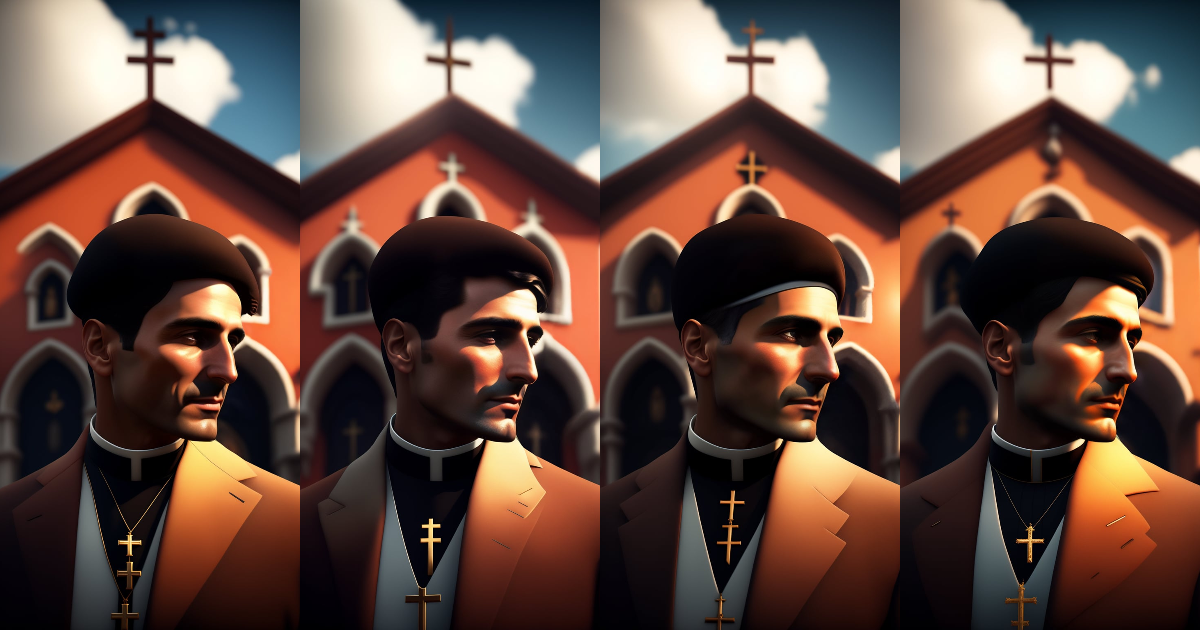 Lexica - Italian priest with short brown hair. Calm. With compassionate ...