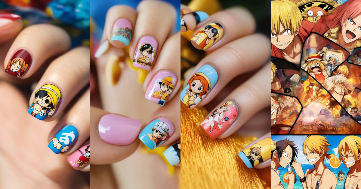 Lexica - Luffy D. Monkey, Nami, Sanji, and Chopper anime on nails