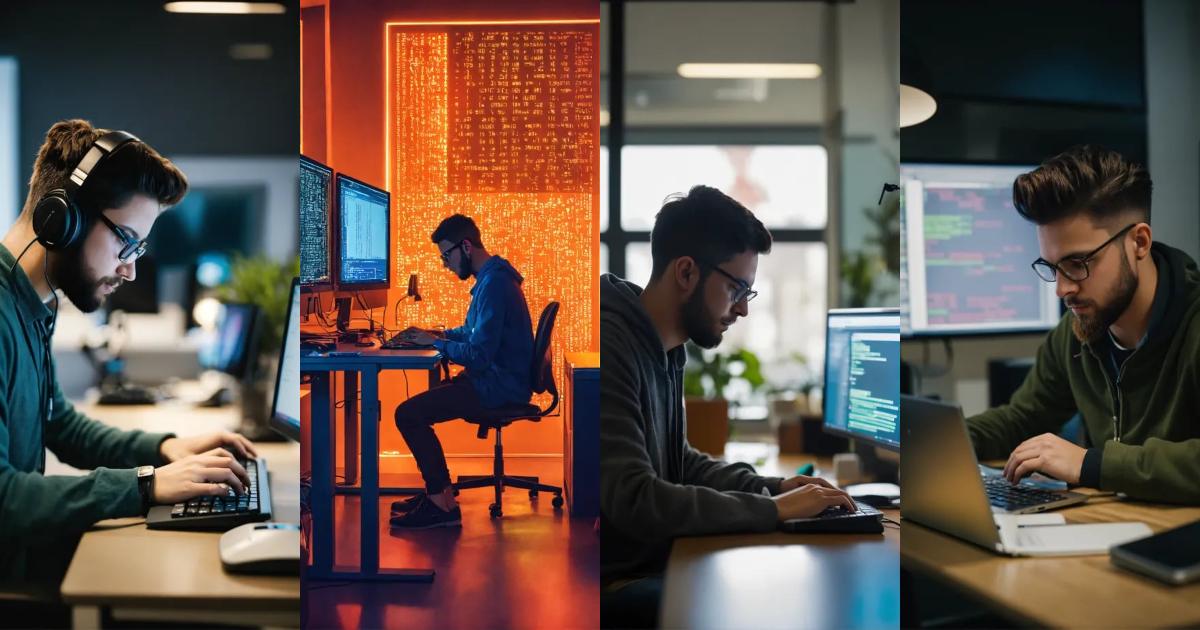 Lexica - A photo of a computer programmer writing code on a computer ...